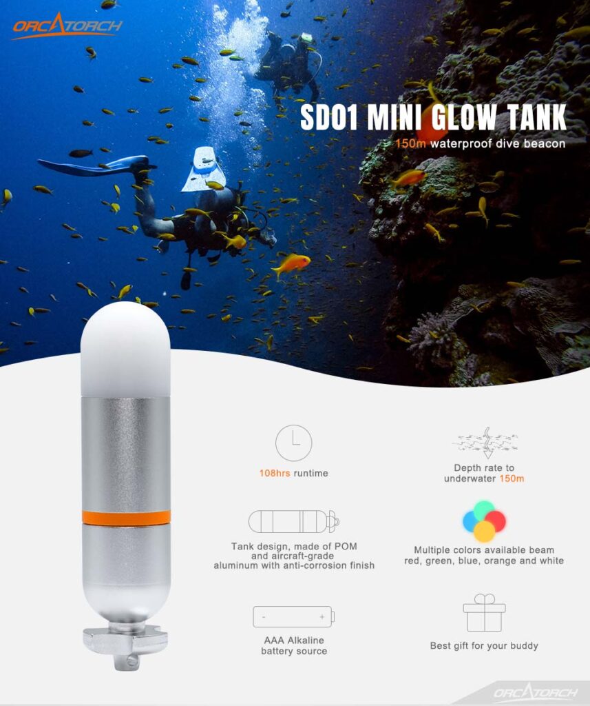 OrcaTorch SD01 Mini Glow Tank Dive Beacon Torch | Bright Nite Torches ...