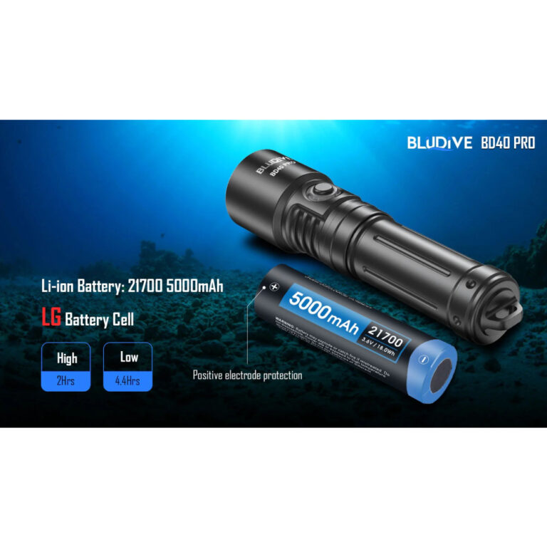 BluDive BD40 PRO Dive Torch – 3000 Lumen (150 Metres Diving Depth ...