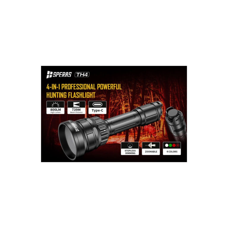 SPERAS TH4 Rechargeable 4-in-1 Zoomable Hunting Torch Kit – 800 Lumens ...